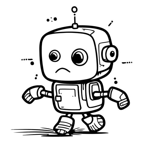 Premium Vector Cute Cartoon Robot With Sad Expression On His Face Vector Illustration