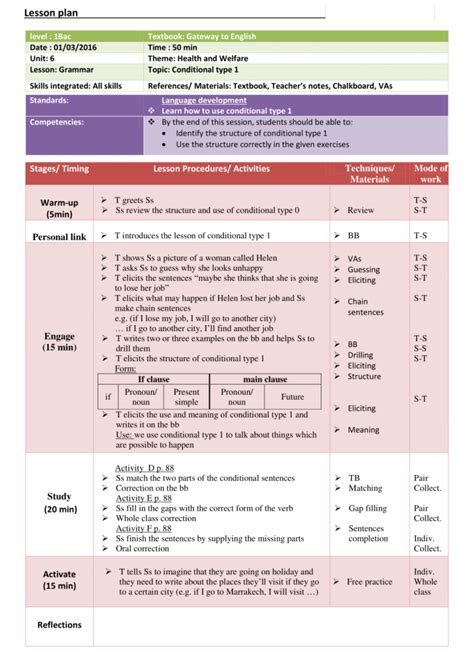 Lesson Plan Grammar Conditional 1 Artofit