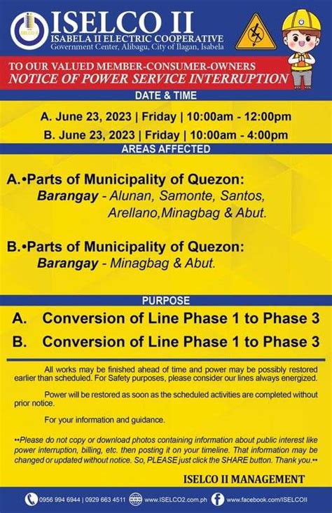 Notice Of Iselco Iischeduled Power Interruption
