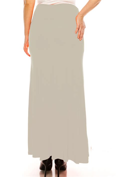 Womens Plus Size Casual Solid Foldable Waisted A Line Maxi Skirt With