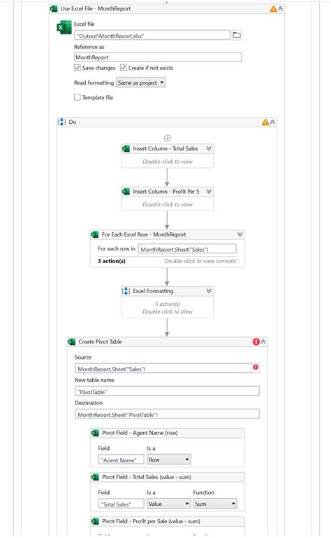 Create Pivot Table Activity Validation Error Studio UiPath