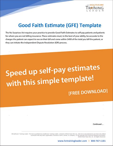 Printable Good Faith Estimate Template