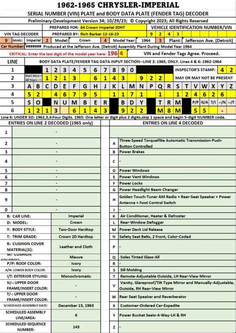 64 Imperial Ibm Data Card Broadcast Sheet And Body Tag For C Bodies Only Classic Mopar Forum