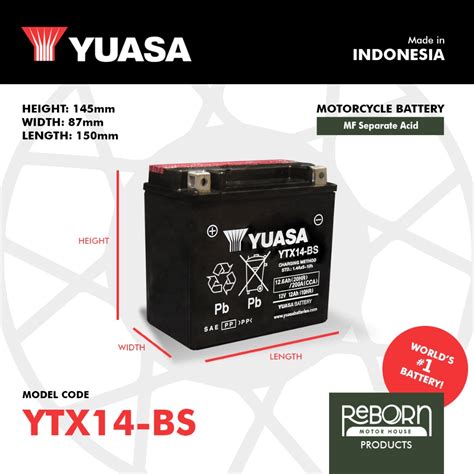 Yuasa YTX BS Maintenance Free Shopee Philippines