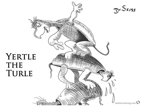 Dr Seuss Yertle The Turtle Coloring Pages Black And White Free