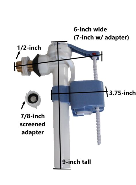 Side Mount Fill Valve 12 Inch Brass Connection With 78 Inch Screened