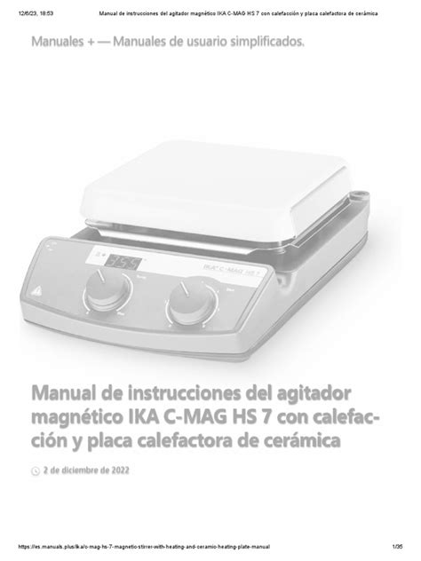 Partida 129 Manual De Instrucciones Del Agitador Magnético Ika C Mag Hs