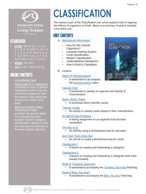 U2 Classification L1b Rules Download Free Pdf Taxonomy Biology Coral