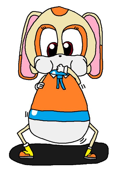 Cream The Rabbit Blowing And Stuffing A Balloon By Blimpy Blue On
