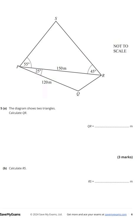5 A The Diagram Shows Two Triangles Calculate Qrqrm3 Marksb