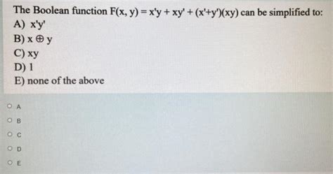 solved the boolean function f x y x y xy