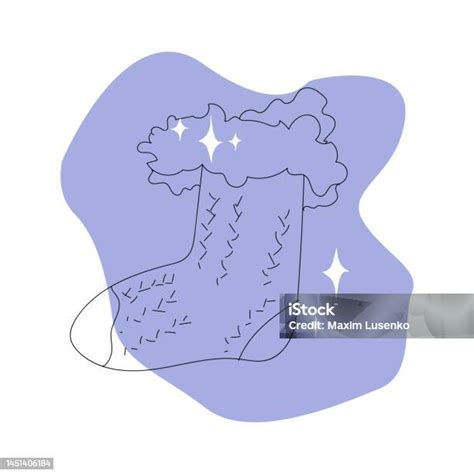 새해의 스티커와 크리스마스 쿠키 크리스마스 양말 산타 클로스의 선물 벡터 그림 0명에 대한 스톡 벡터 아트 및 기타 이미지