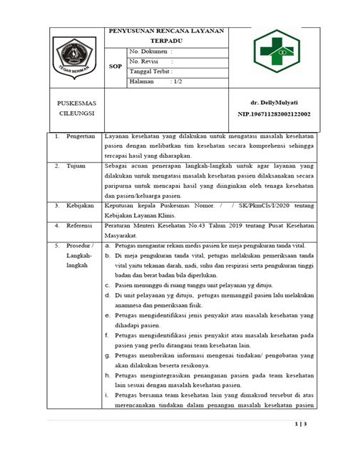 7 4 1 1 7 4 3 1 7 6 1 1 Sop Penyusunan Rencana Layanan Terpadu Pdf