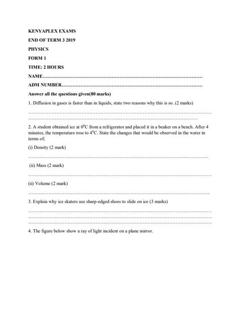 Physics Form 1 End Of Term 3 Examination 2019 392