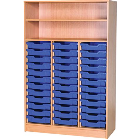 36 Tray Triple Bay Static Classroom Unit With Shelves 1674mm High Nobis Education Furniture