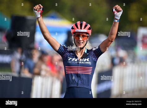 Swiss Jolanda Neff Celebrates As She Crosses The Finish Line To Win The Women S Elite Race At