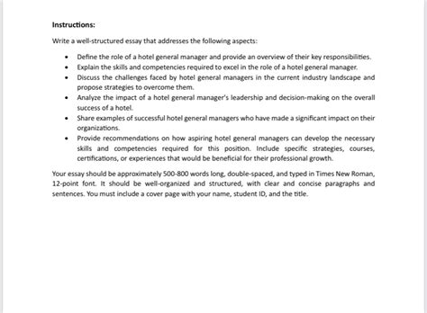 Solved Instructions Write A Well Structured Essay That