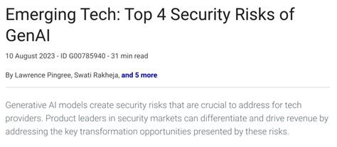 Gartner Emerging Tech Top 4 Security Risks Of Genai Content Lead
