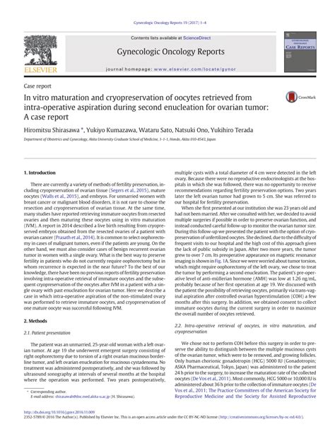 Pdf In Vitro Maturation And Cryopreservation Of Oocytes Retrieved