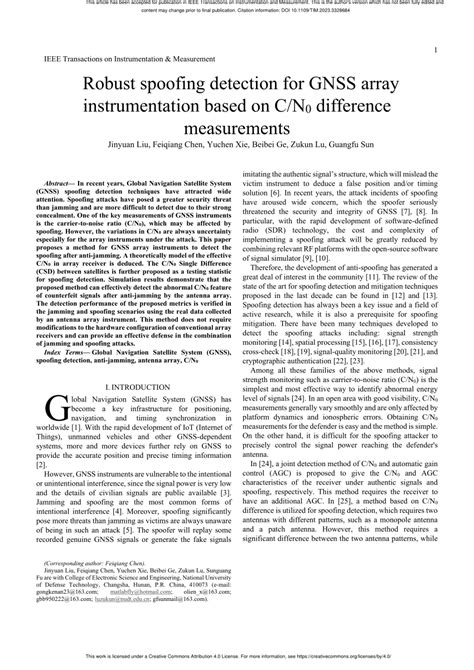 Pdf Robust Spoofing Detection For Gnss Array Instrumentation Based On