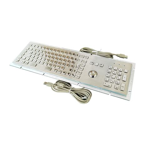 Self Service Kiosk Stainless Steel Industrial Keyboard With Trackball And Numeric Keypad