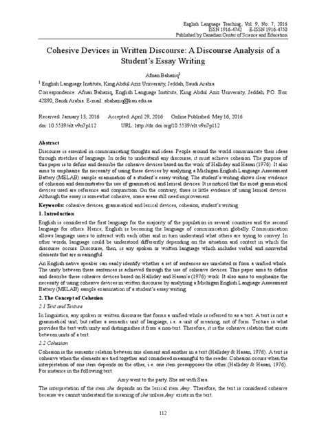 Cohesive Devices Word Sentence Linguistics