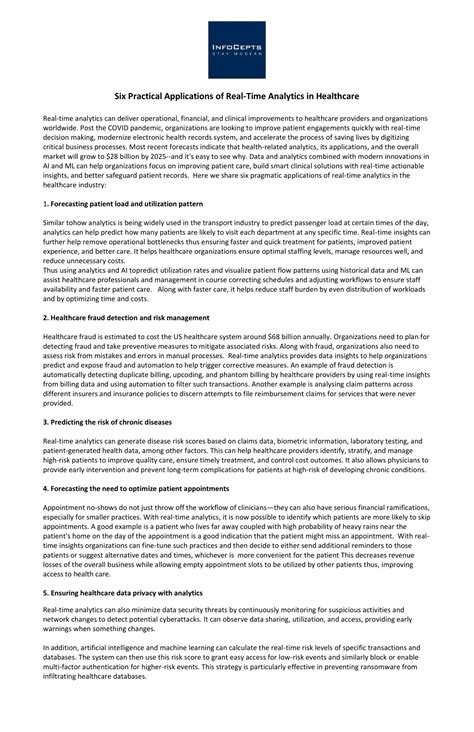 Ppt Six Practical Applications Of Real Time Analytics In Healthcare
