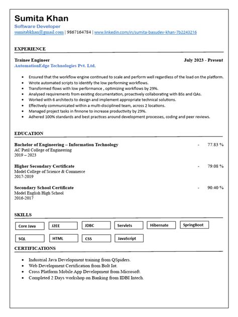 Sumitakhan Javadeveloper Pdf Java Programming Language Web