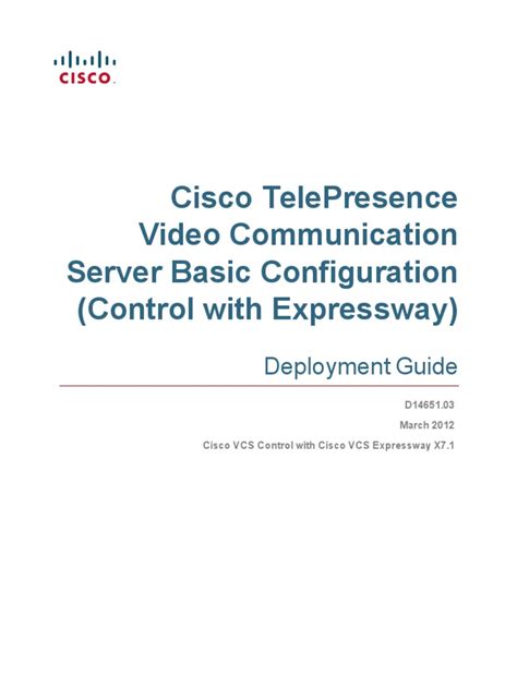 Cisco Vcs Basic Configuration Cisco Vcs Control With Cisco Vcs