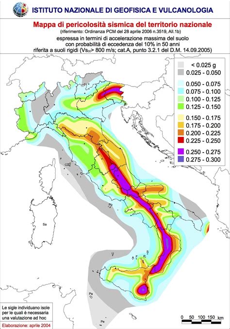 La mappa della pericolosità sismica in Italia TPI