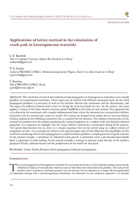 Pdf Applications Of Lattice Method In The Simulation Of Crack Path In