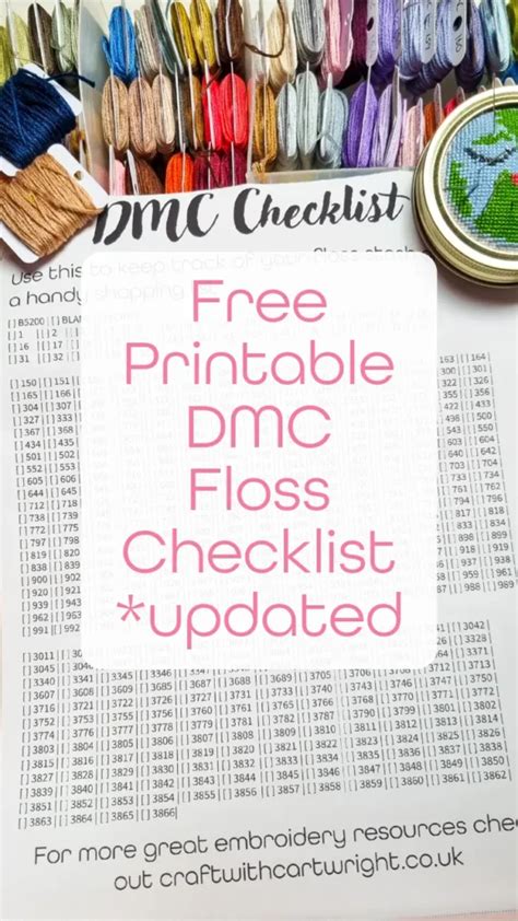 Free Printable Dmc Floss Checklist Organise Your Thread Stash Updated Craft With Cartwright