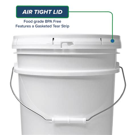 Living Whole Foods 5 Gallon White Bucket And Lid Durable 90 Mil All