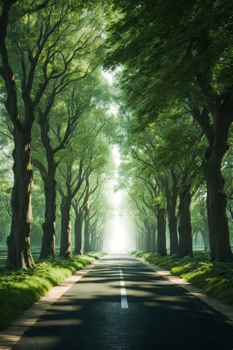 Beautiful A Road With A Row Through A Tunnel Forms Of Old Oak Trees Of Dense Forest Stock Beautiful A Road With A Row Through A Tunnel Forms Of Old Oak Trees Of Dense Forest Stock
