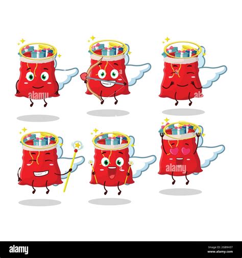 Christmas Bag Cartoon Designs As A Cute Angel Character Vector