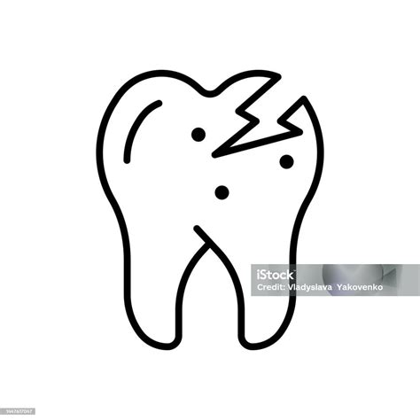 치아 라인 아이콘에 균열 치과 의사 법랑질 마취 충치 입 인공 사지 치약 주사 의사 졸업장 건강 관리 개념입니다 흰색 배경에