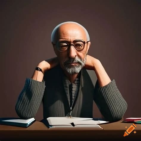 Portrait Of Romain Gary Author Of Dramas Writing At His Desk On Craiyon