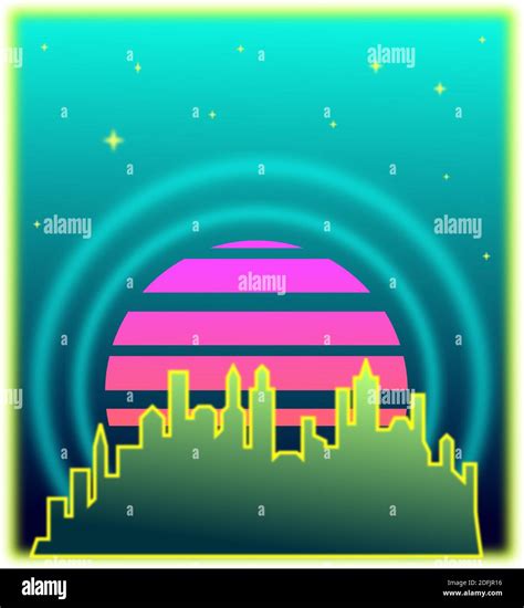 City Skyline Background With Sunset Stock Photo Alamy