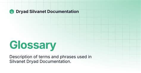 Glossary Of Terms Dryad Silvanet Documentation