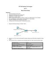 Lab Basic Router Config Pdf Cst Routing Technologies Lab