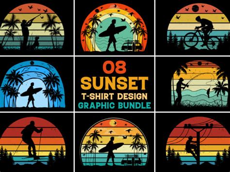 Sunset Retro Vintage T Shirt Design Graphic Bundleretro Tshirt Design