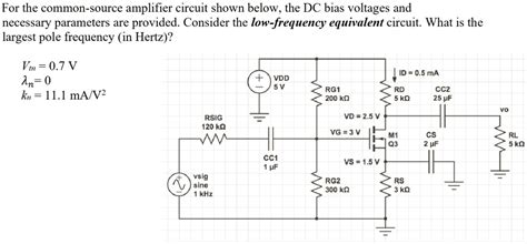 Solved For The Common Source Amplifier Circuit Shown Below The Dc