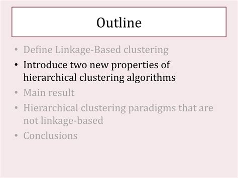 Ppt Discerning Linkage Based Algorithms Among Hierarchical Clustering