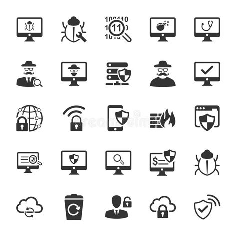 Cyber Security Icons Gray Version Stock Vector Illustration Of Attack Icon 121577174