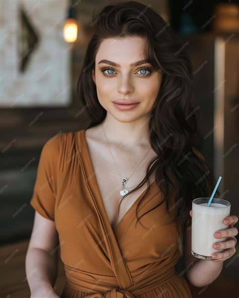 Premium Photo A Woman Holding A Glass Of Milk