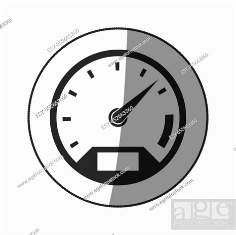 Sticker Monochrome Speedometer With Half Shaded Vector Illustration