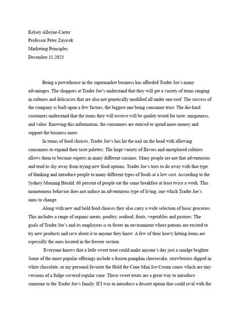 M4 Written Assignment Pdf Marketing Grocery Store