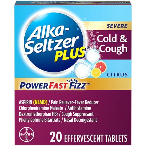 Alka Seltzer Plus Severe Cold And Cough Powerfast Fizz Citrus