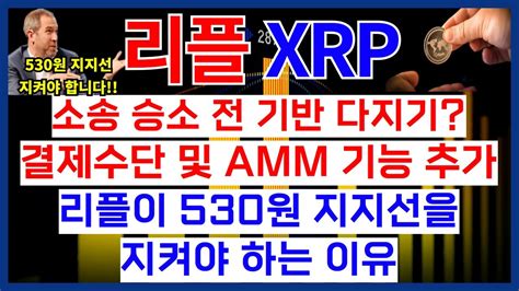 리플 Xrp 리플이 530원 지지선을 지켜야 하는 이유 결제수단 및 Amm 기능 추가 소송 승소 전 기반 다지기 Youtube