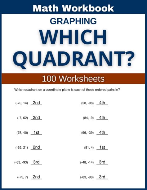 Graphing Which Quadrant Math Workbook 100 Worksheets Hands On Practice For